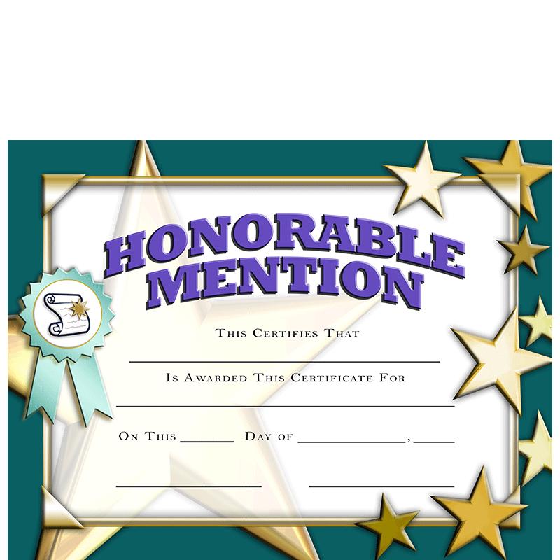 Honorable Mention Award Template
